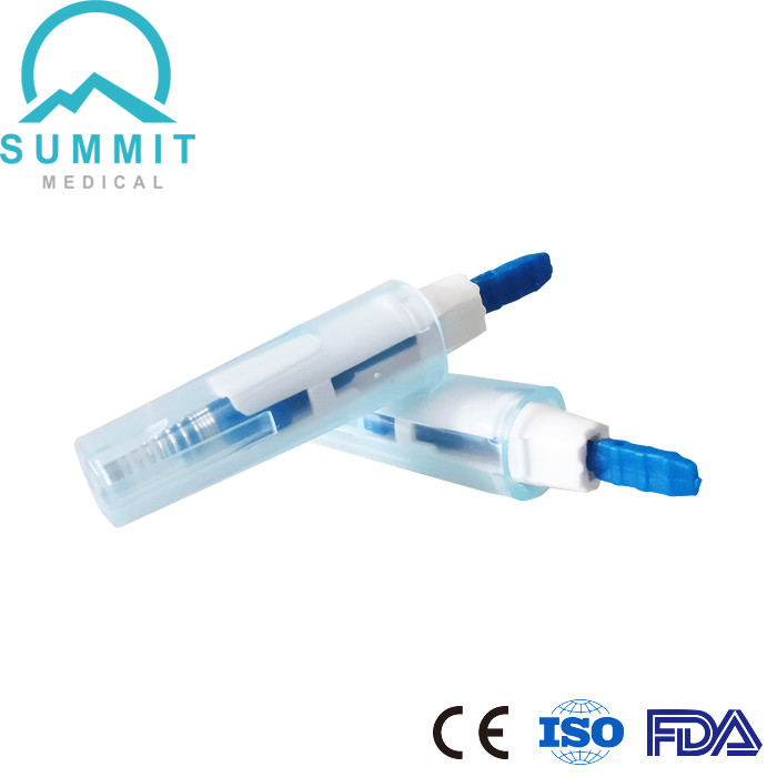 Mini Sized Safety Lancet Device with Auto Locked Needle 30G 1.5mm Blue