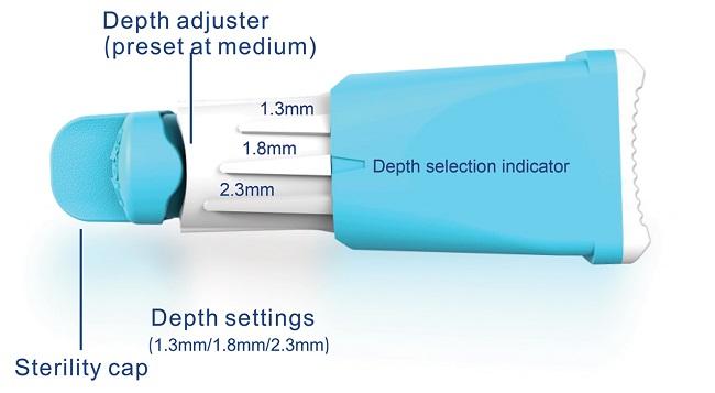 Auto Retractable Safety Blood Lancets 23G with 3 Adjustable Depths 1 ...