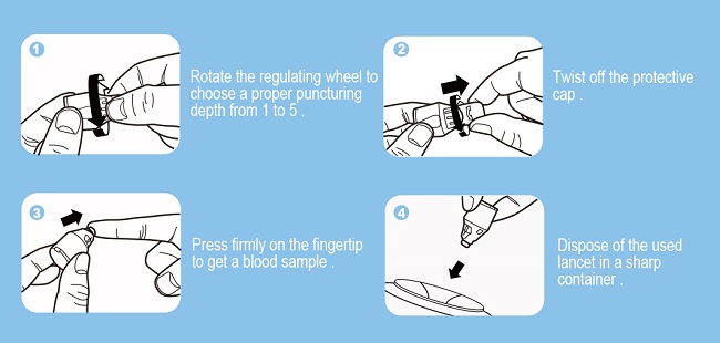 Adjustable Depth Safety Lancets 26G for In Vitro Diagnostics, 5 Depths ...