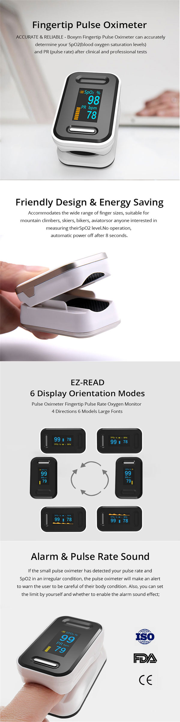 FDA Approved Medical Use Fingertip Pulse Oximeter Waveform Parameter