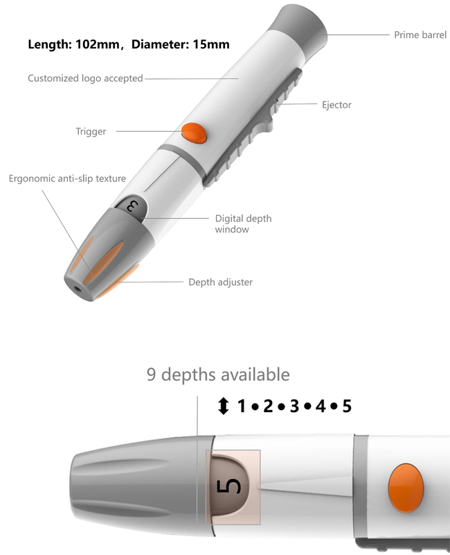 Thorough Cleaning Pen Blood Lancet For Blood Glucose Testing