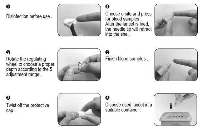 Adjustable 5 Depth Safety Lancet Needle Replacement Of Accu Chek Safe-T ...