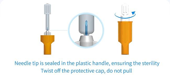 Soft Touch Retractable Lancet Device with Pressure Activation 30G 1.4mm ...