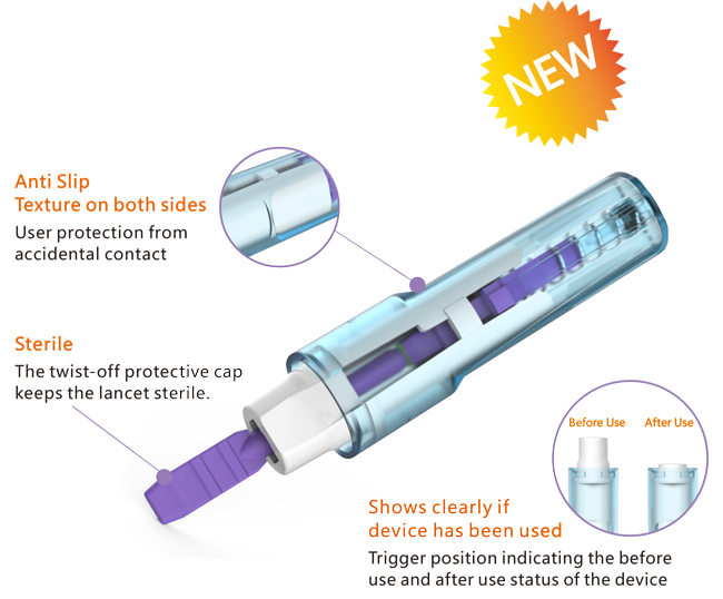Sterile Disposable Safety Lancet Needle 21G 2.2mm, 100 Blood Lancets ...