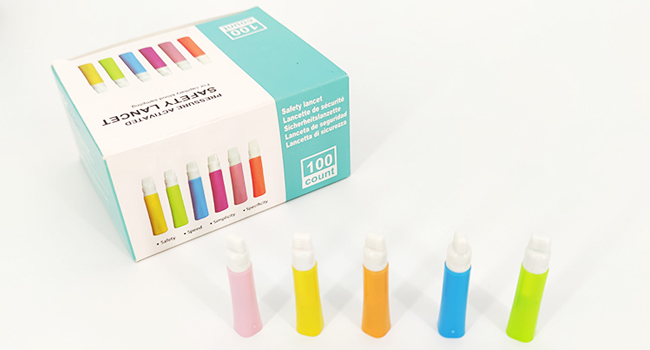 Single Use Safety Lancet 21G 2.2mm For Rapid Test Yellow 100 Per Box