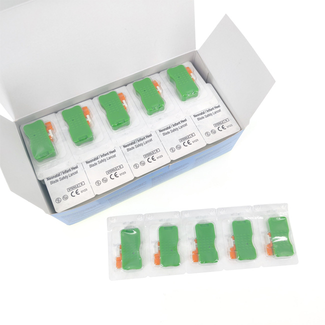 Heel Blade Infant Lancet 1.0mm*2.5mm, Green, 50 Pcs Per Pack